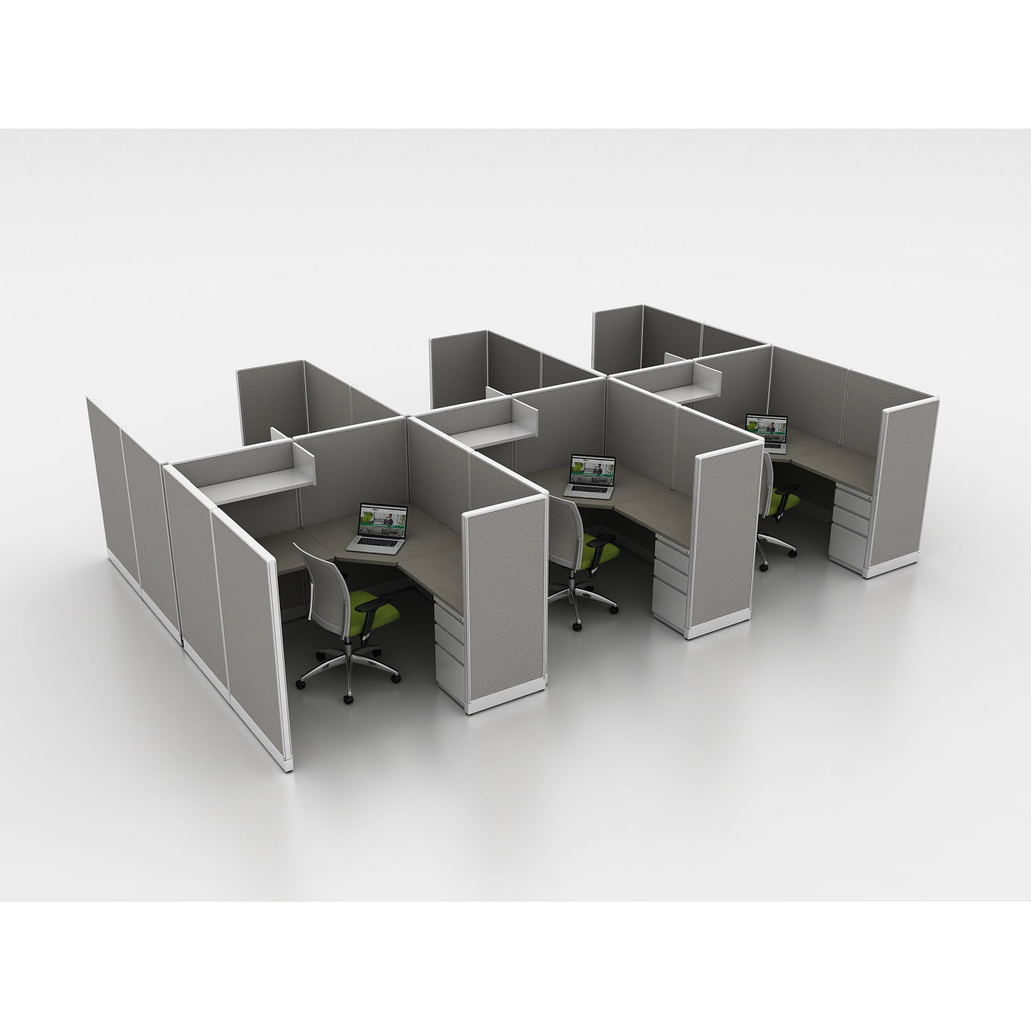 Semi-private workstations with used Haworth frames and choice of new ...