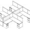 Evolve Private 4-Person Workspace in 2 Double Rows, Modular Cubicles ...